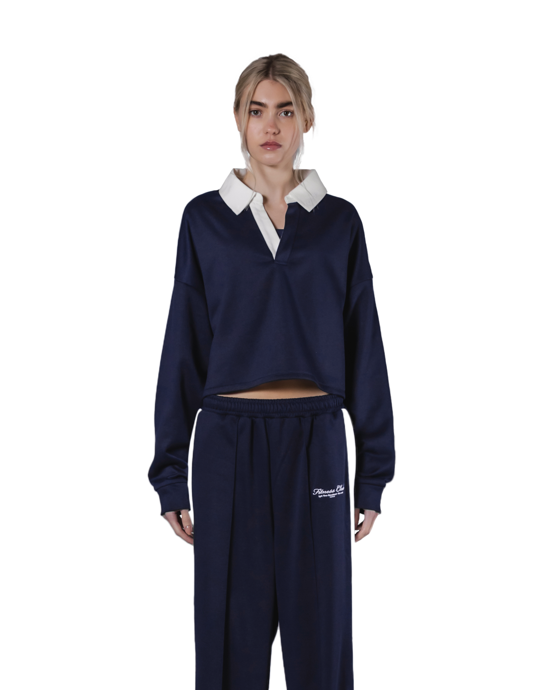 Cropped Rugby Shirt - Navy – LÝFT
