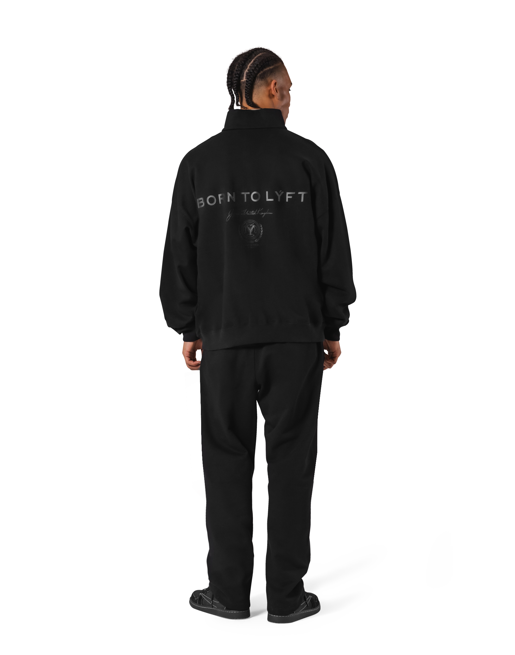 Stand Collar Zip-Up Oversize Sweat Jacket - Black – LÝFT