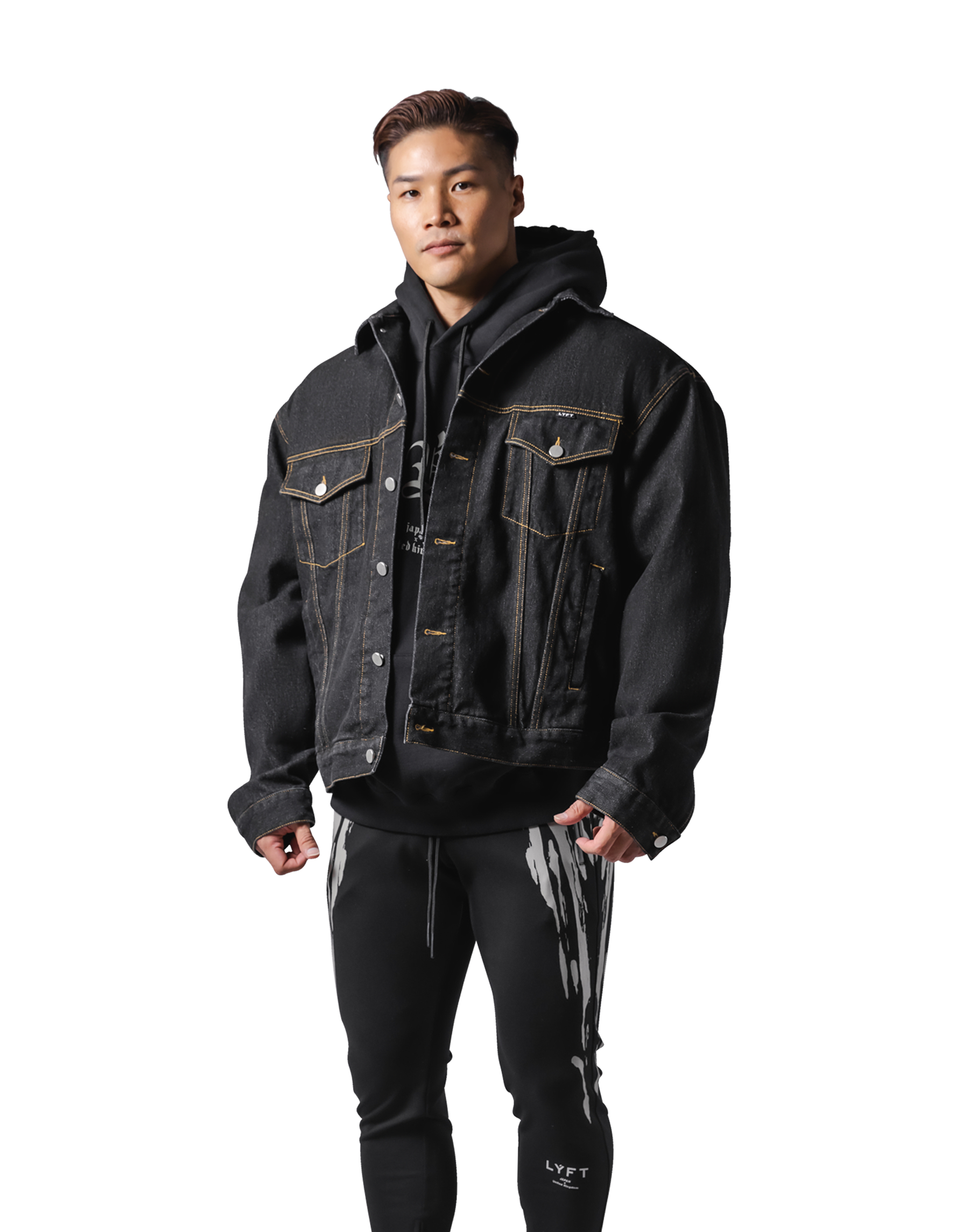 Back Emblem Denim Jacket - Black – LÝFT